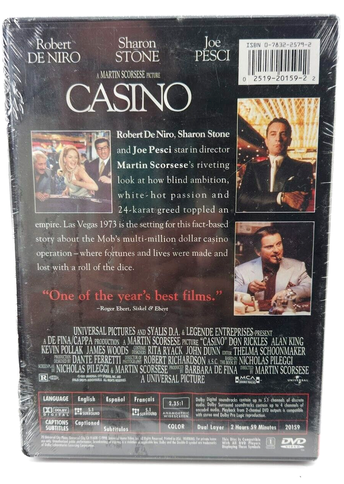 Casino DVD Tape New 1998 Universal Pictures No One Stays At The Top ...