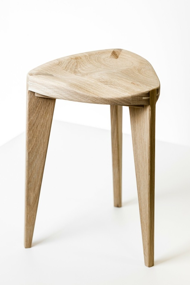 Oak Stool carved seat, height 45cm - 18", three legged, Oak Chair ...