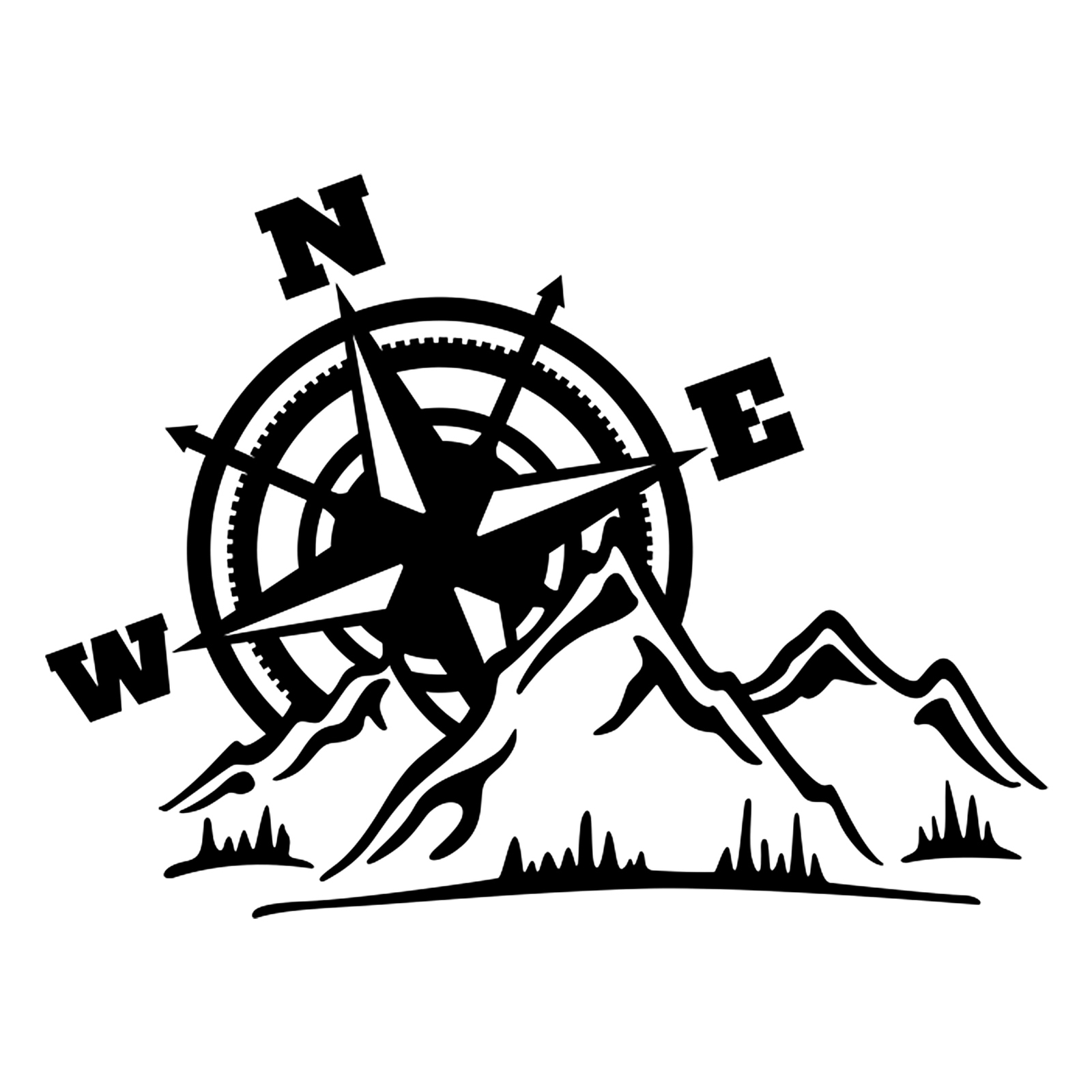 Mountain Compass Car Decals Vinyl Car Sticker Compass Mountain Graphics ...