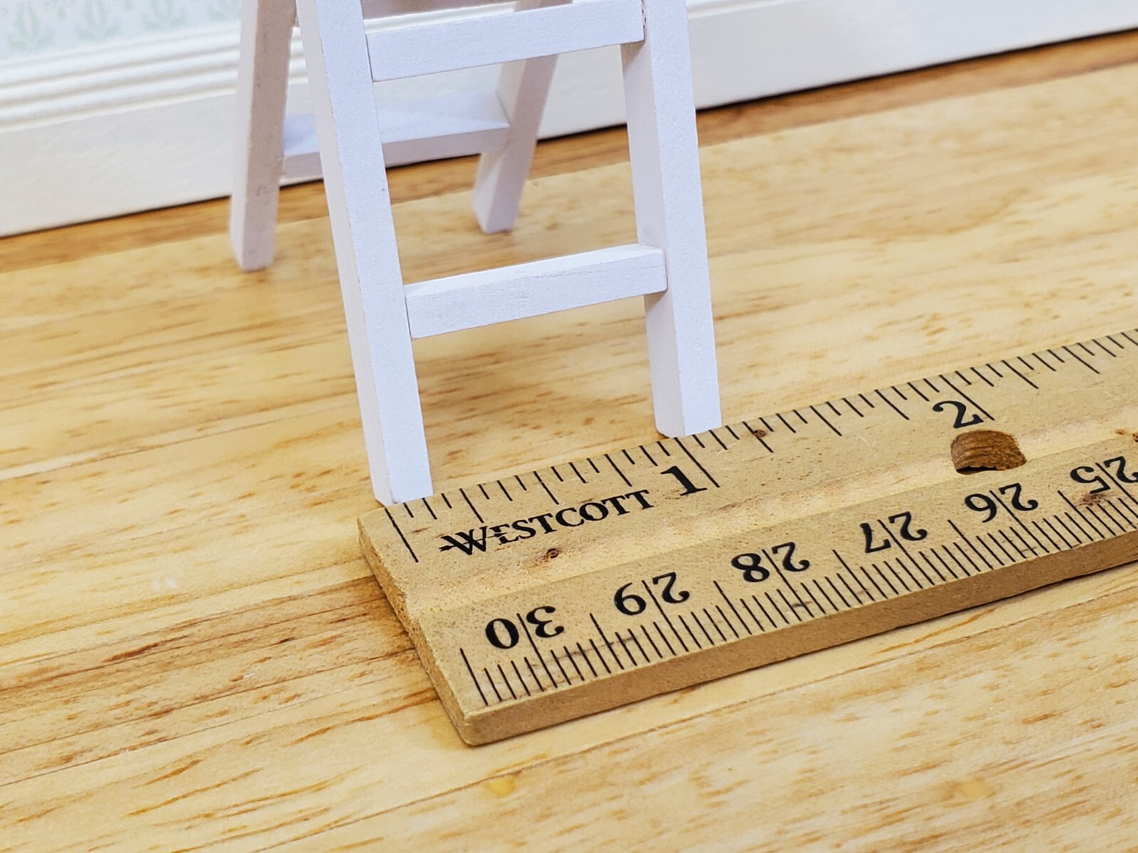 Dollhouse Short Step Ladder 3 Steps White Wood 1:12 Scale Miniature ...