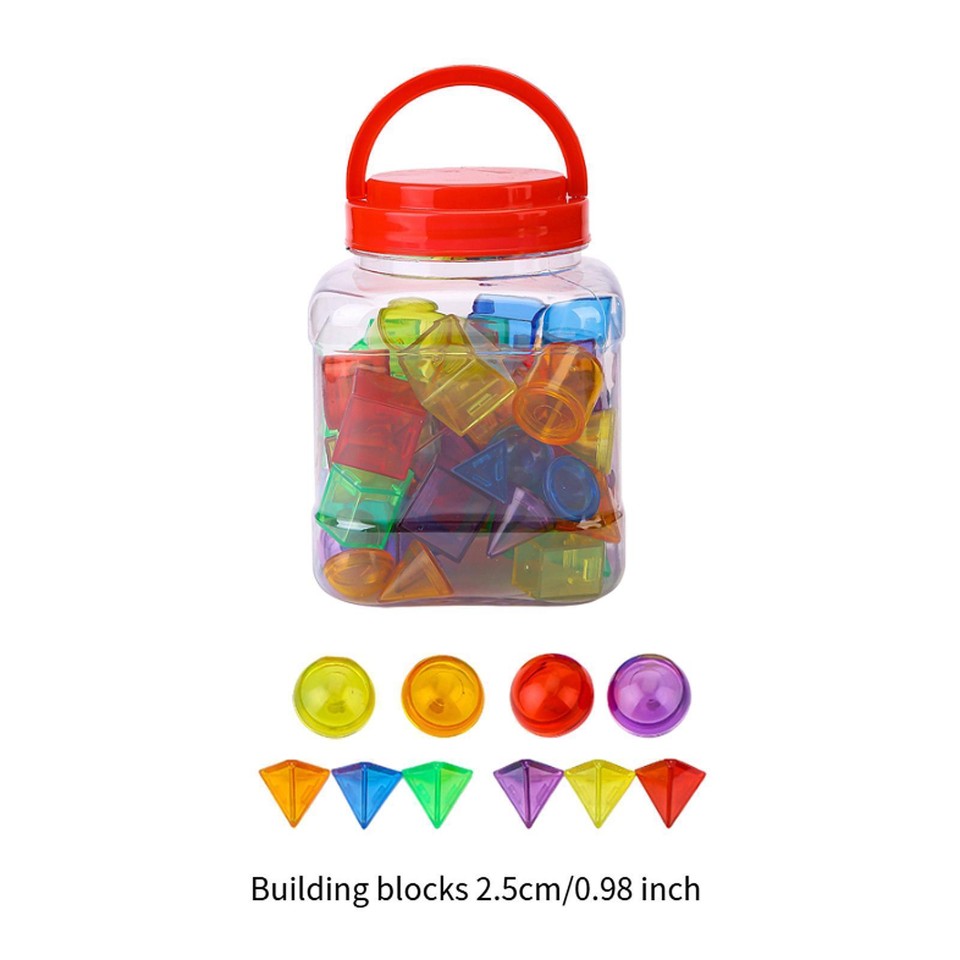 60 Pieces 3D Shapes Math Manipulatives Learning Toy Colorful ...