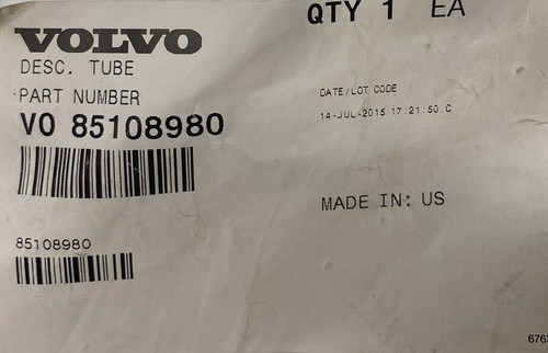 85108980 Genuine Volvo Clutch Release Bearing Lube Tube OEM - New | eBay