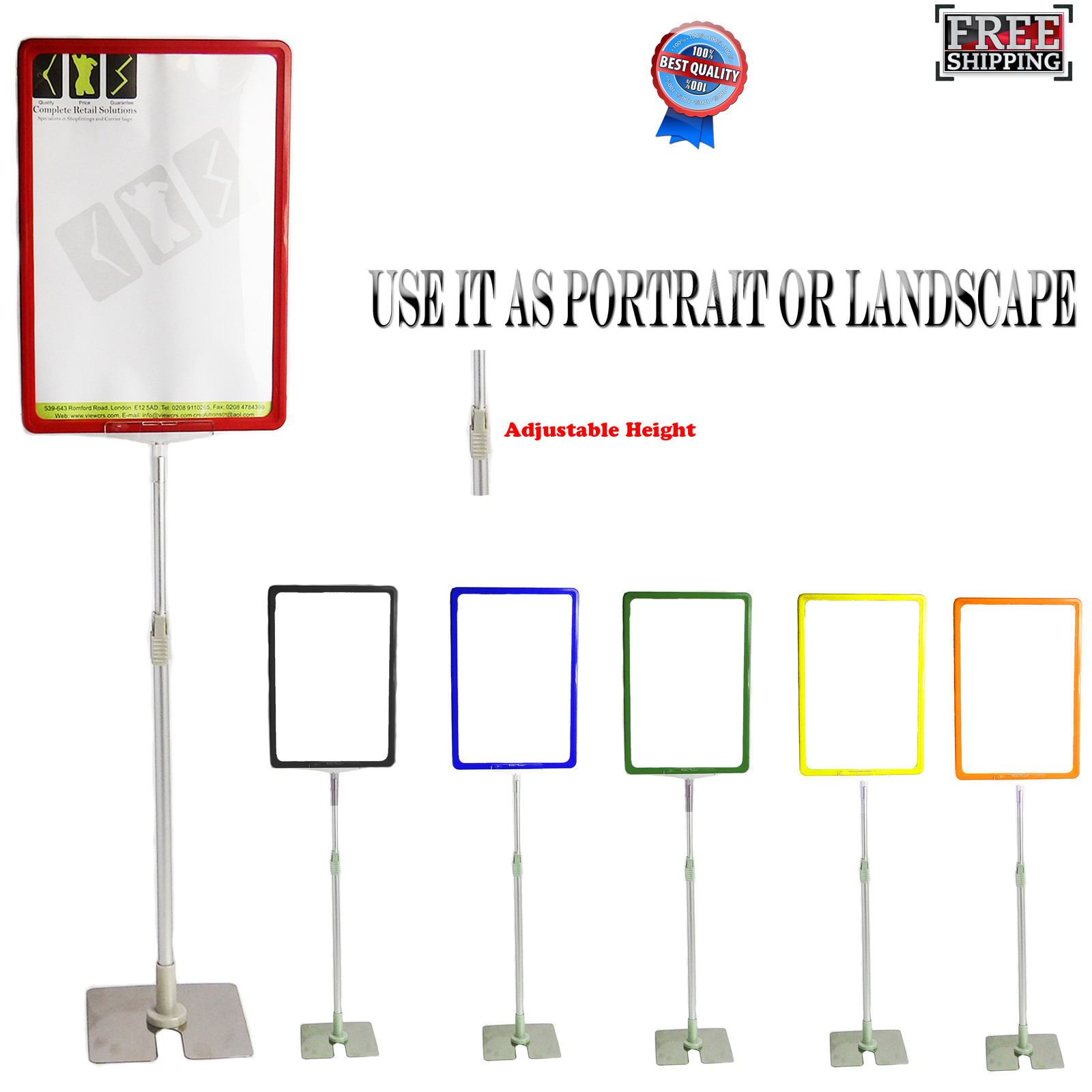 NEW ADJUSTABLE HEIGHT CUSTOM FLOOR DISPLAY STAND SIGN HOLDER POSTER ...