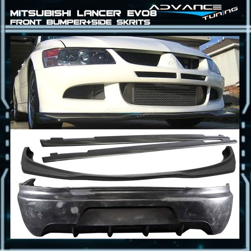 Fits Mitsubishi 8 VIII EVO 03-05 Front Bumper Lip + Side Skirts + Rear ...