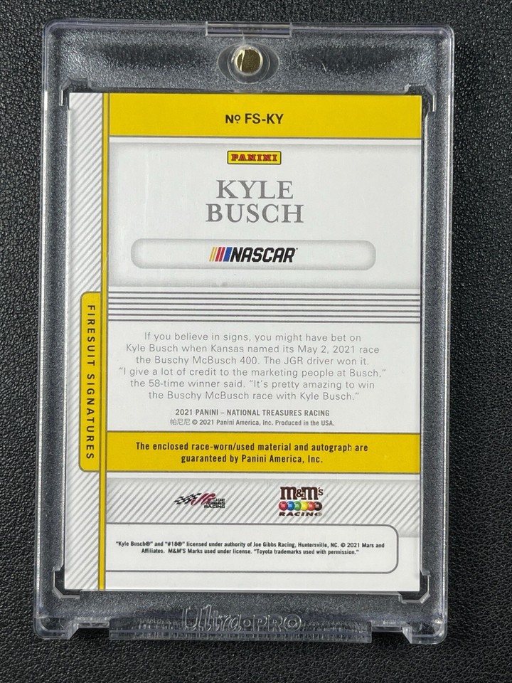 1/1 KYLE BUSCH 2021 NATIONAL TREASURES RACE WORN LOGO PATCH FIRESUIT ...