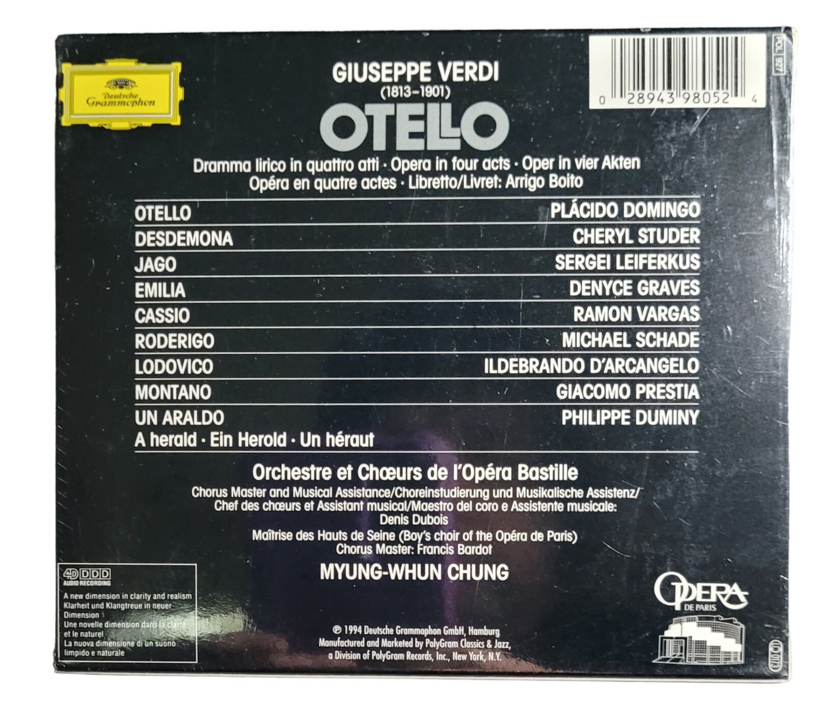 Giuseppe Verdi Otello by Plácido Domingo (CD, 1994) Opera Factory Sealed 28943980524| eBay