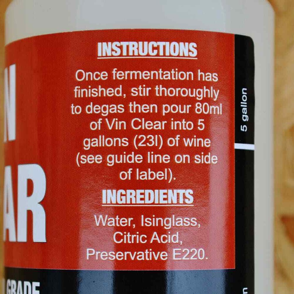 VinClear Wine Finings - Isinglass Liquid 240ml - Treats up to 72L ...