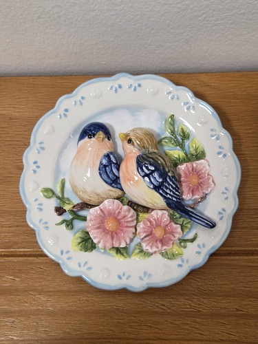 Vintage Ganz 3D Decorative Bird and Flowers Wall Hanging Plate 5" Mint ...