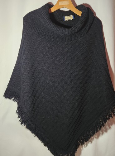 CapesWillow Ridge Poncho-Cape/Shawl Black Pull Over One Size 30”Long In ...