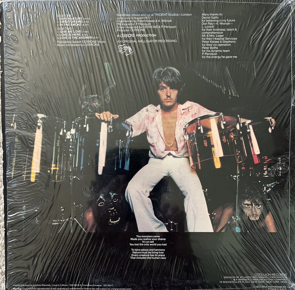 Cerrone 3: Supernature (Vinyl Record 12'' LP Cotillion 1977) Disco | eBay