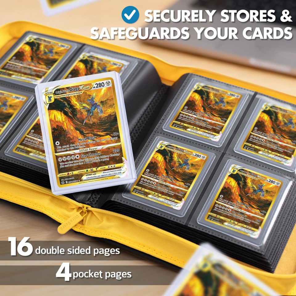 Toploader Binder – 4 Pocket Trading Card Binder for 128 Top Loaders ...