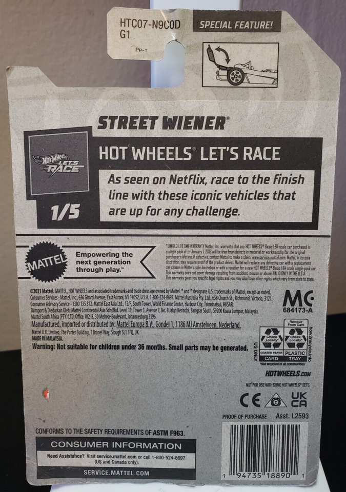 Hot Wheels Street Wiener Let's Ride Model HTC07-N9C0D | eBay