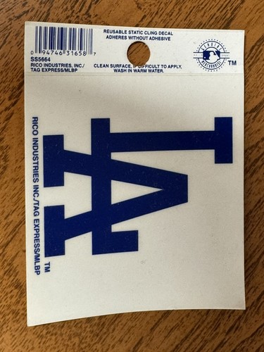 MLB Los Angeles Dodgers - 3"X4" Logo Static Cling Decal Window ...