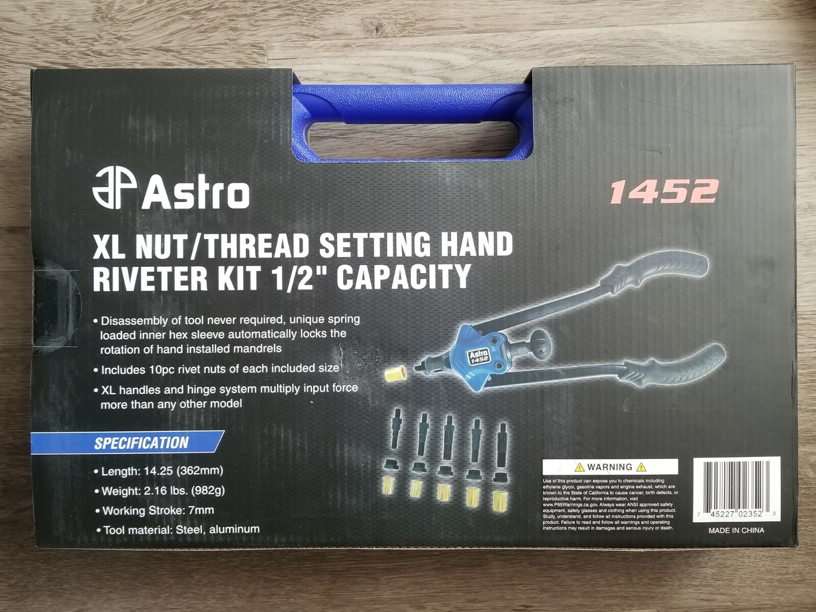 Astro Pneumatic Nut Rivet Hand Riveting Tool Kit, Set Nut-Serts up to 1 ...