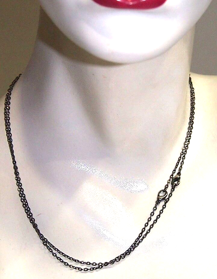 2 Antique Silver 18" Sturdy Chains with Lobster Clasp 4 Pendants ...