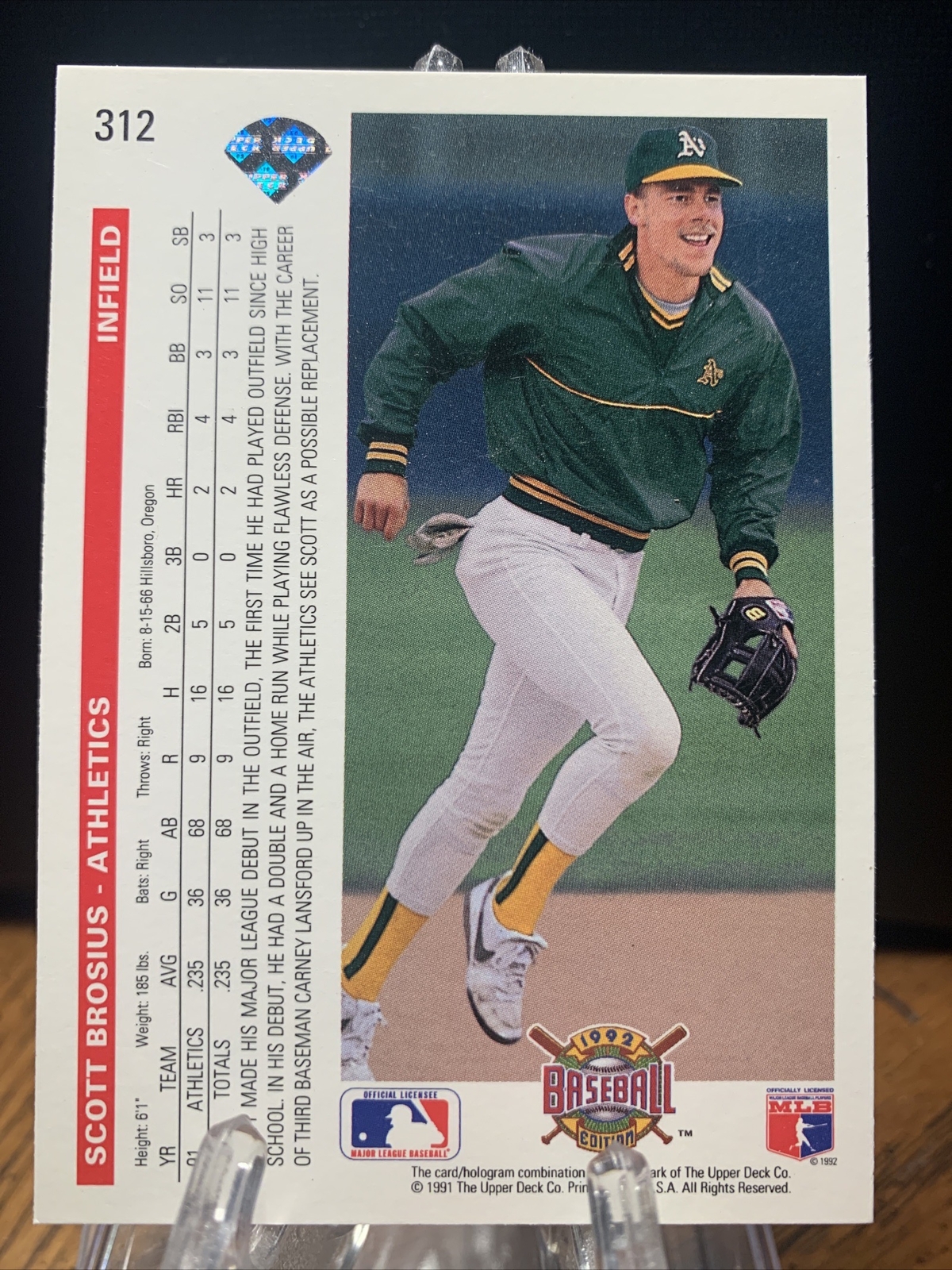 1992 Upper Deck #312 Scott Brosius Oakland Athletics Baseball Card | eBay