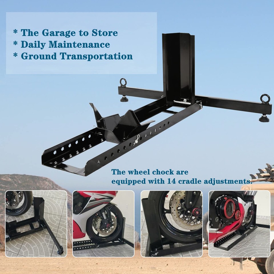 Adjustable Motorcycle Wheel Chock Upright Stand Wheel Tire Chock 15"-22 ...