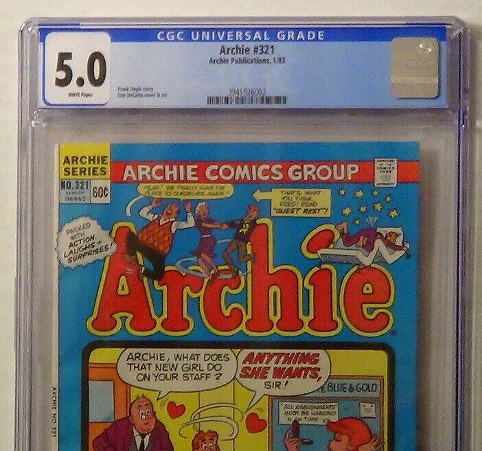ARCHIE #321 CGC 5.0, white pages, Dan DeCarlo risque, sexual innuendo ...