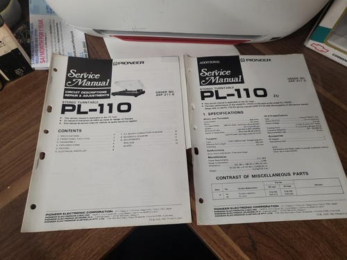 Pioneer PL-110 Turntable / Record Player Service Manual *Original* | eBay