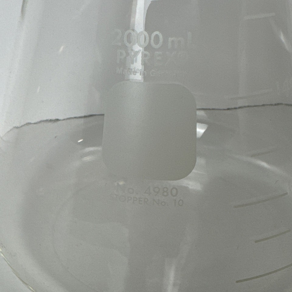 CORNING PYREX 2000mL Glass Graduated Heavy Duty Rim Erlenmeyer Flask ...