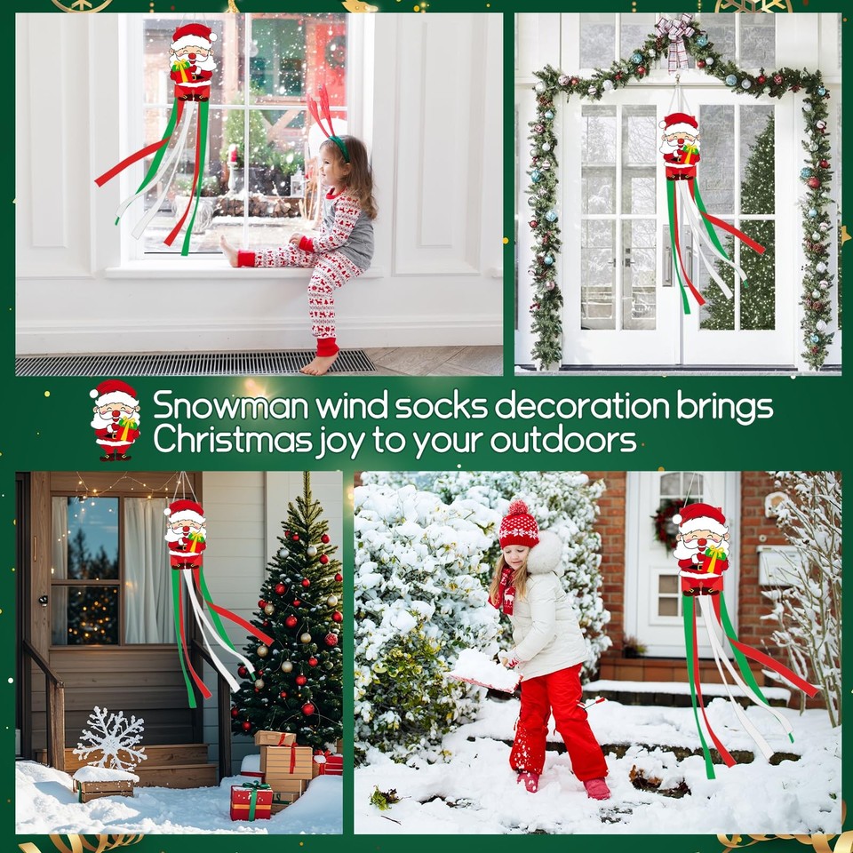 40 Inches Christmas Santa Windsock Decoration, Hanging Outdoor Holiday ...