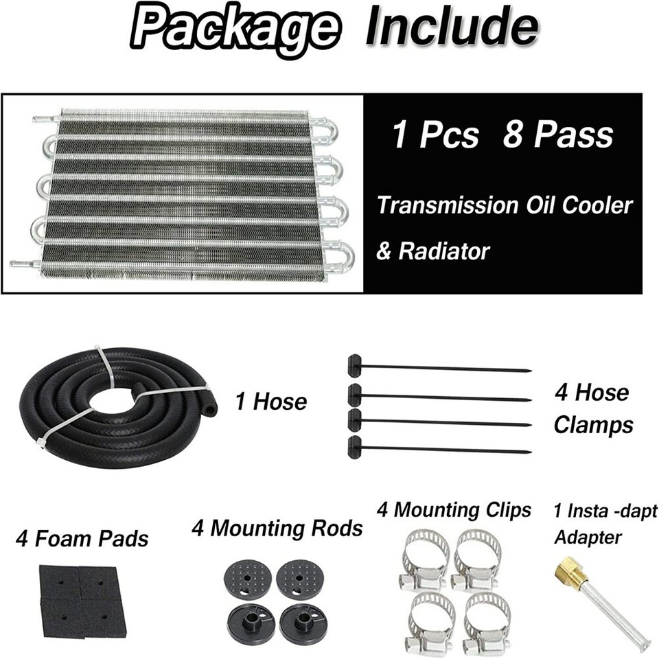8 Rows Universal Aluminum Remote Transmission Oil Cooler Radiator ...