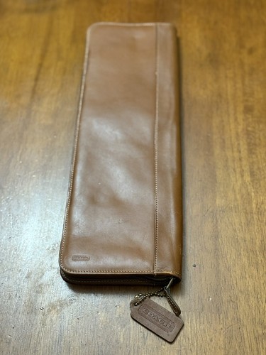 COACH Men’s Brown Leather Travel Zipper around Tie Case Holder | eBay