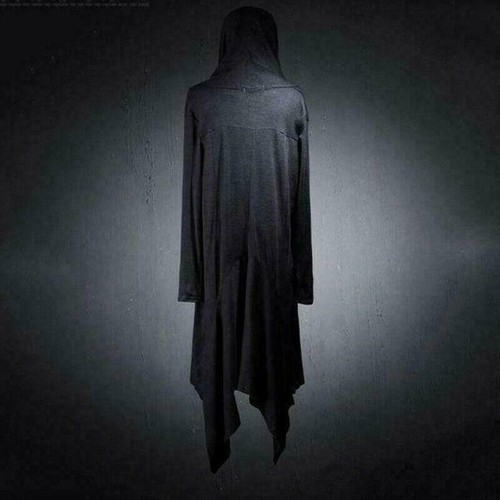 Mens Casual Gothic Loose Cloak Coat Hooded Punk Cardigan Dark Cape Long ...