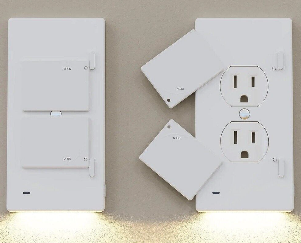 JACKYLED Tamper Resistant Outlet Faceplate with LED Nightlight - 2 Pack ...