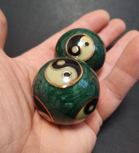 Vintage Chinese Cloisonne Ben Wa Balls Baoding Balls Chime Ying Yang ...