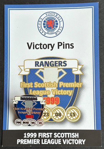 RANGERS FC Victory Pins 1999 FIRST SCOTTISH PREMIER LEAGUE Badge ...