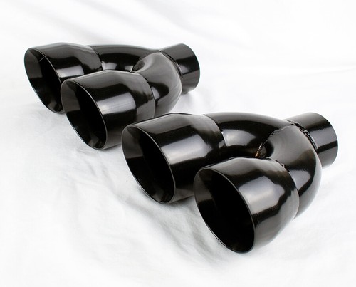 Dual 4" Quad Staggered Gloss Black Slant Exhaust Tips Fits Acura TL ...