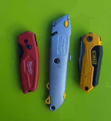 Box Cutter Lot Of 3 KNIVES - Milwaukee Fastback, Stanley, DeWalt | eBay