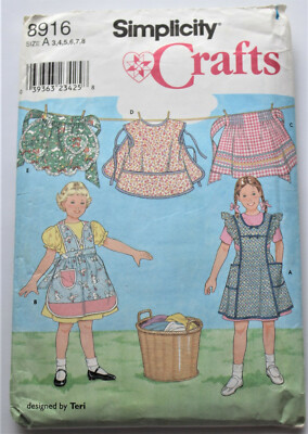 Simplicity Crafts 8916 Child Aprons 5 Styles Full & Half Size 3-8 | eBay