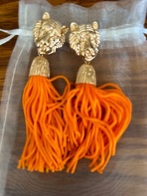 Tiger tassel earrings. Great for Clemson fans! For pierced ears. | eBay