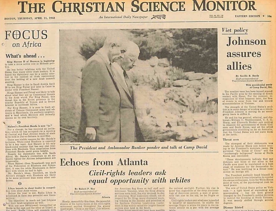 Martin Luther King Assassination Civil Right Equal Rights April 11 1968 ...