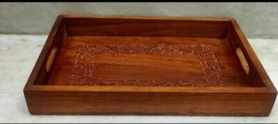 Handmade Wooden Serving Tray Serving Water Glass Food and Cups . Set of ...