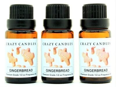 3 Gingerbread 1/2oz Premium Grade Scented Fragrance Oil Crazy Candles ...