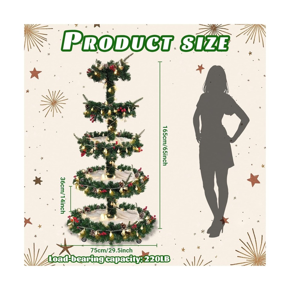 Christmas Tree, Christmas Village Tree Display Shelves, Green Pine ...