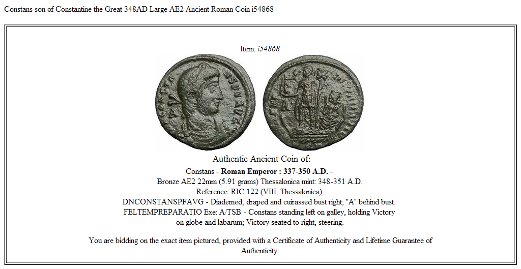 Constans son of Constantine the Great 348AD Large AE2 Ancient Roman ...
