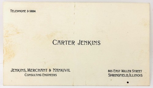 Vintage 1940s Carter Jenkins Springfield Illinois Business Card ...