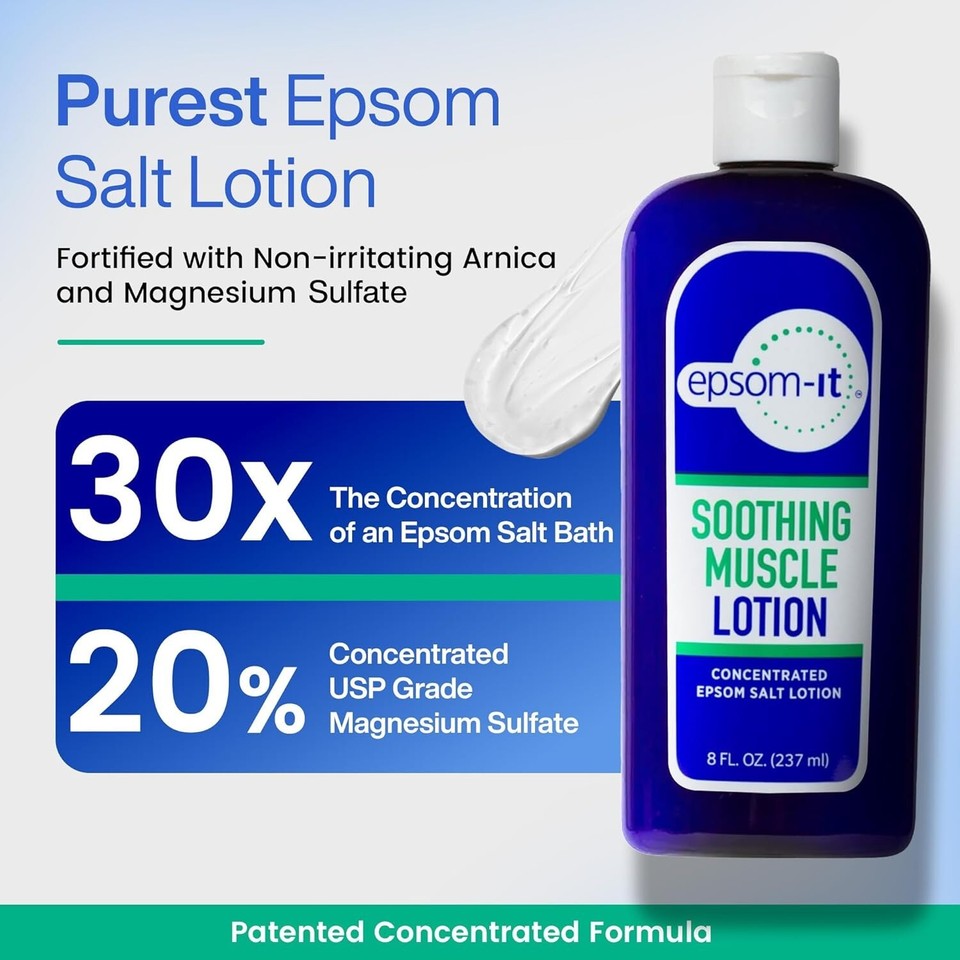 Soothing Muscle Lotion - Epsom Salt Magnesium Sulfate Cream Arnica for ...