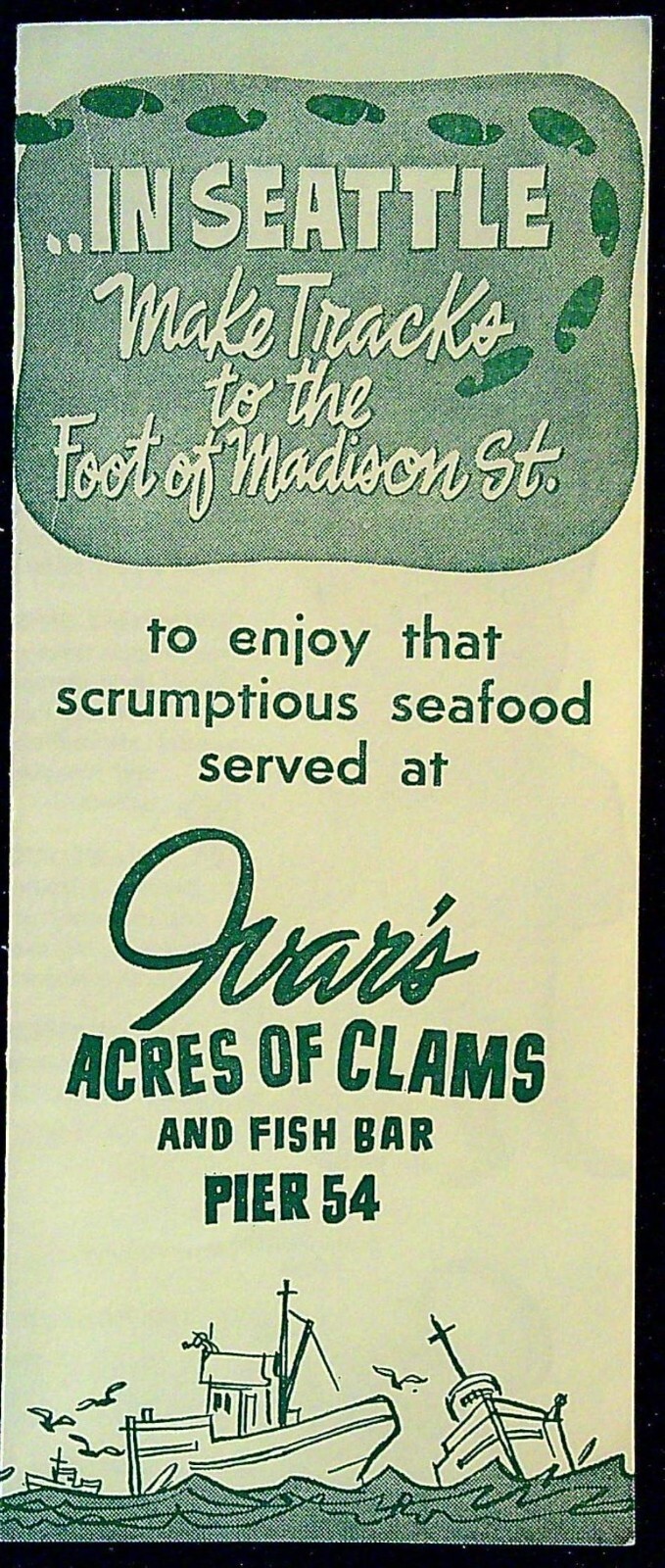 Ivar's Acres of Clams and Fish Bar Pier 54 Brochure Ca. 1961-1964 | eBay