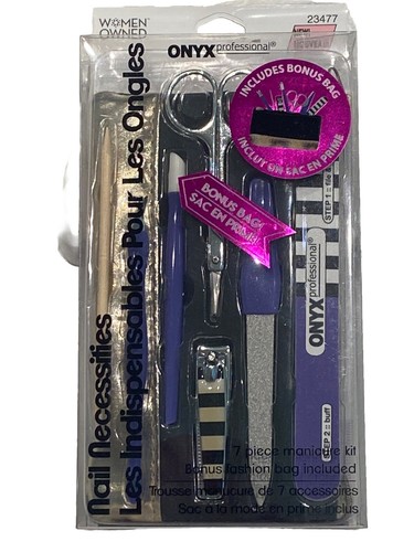 ONYX Professional Women’s Manicure Nail Care Tools 7 Piece Kit with Bag ...