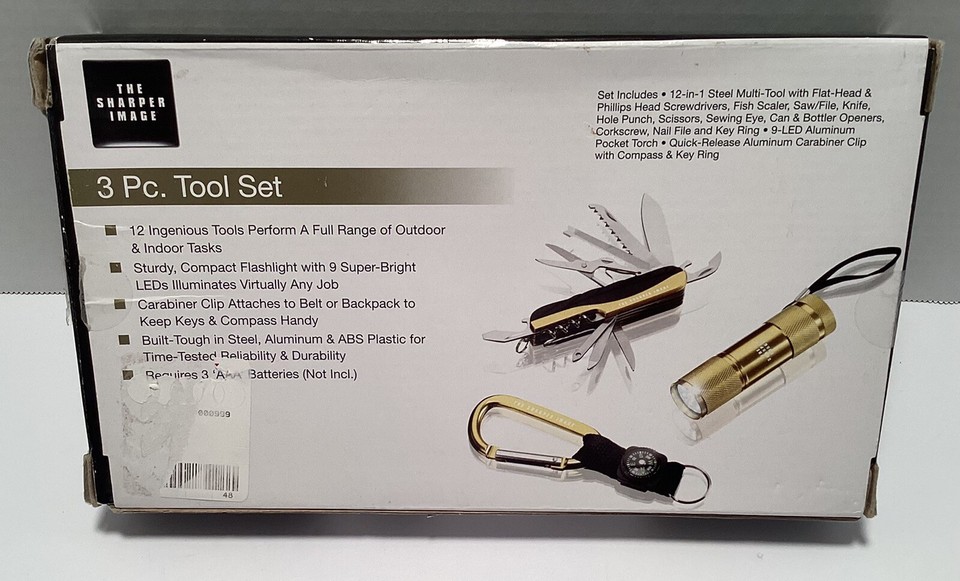 The Sharper Image 3 Piece Multi-Tool Kit Set 12 in 1 Folding Multi-Tool ...