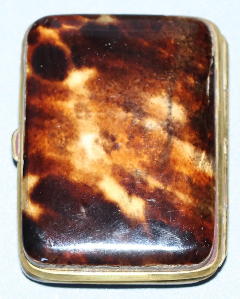 Antique c1840s Silver Rose Inlaid Faux Tortoiseshell Coin Purse Silk ...