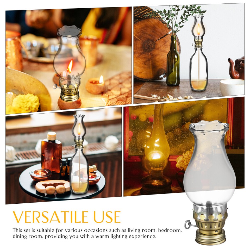 1 Set Oil Lamp Chimney Kerosene Lamp Burner Hurricane Lamp Shade Oil ...