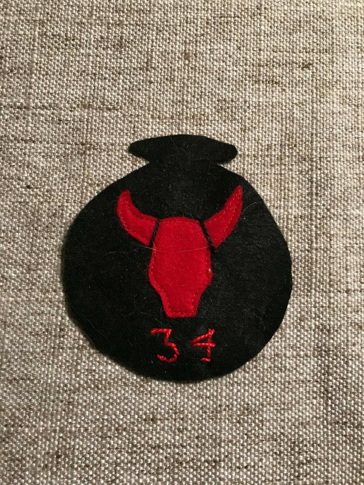 WWI US Army patch 34th Infantry Division" Red Bull" Patch AEF wool felt ...