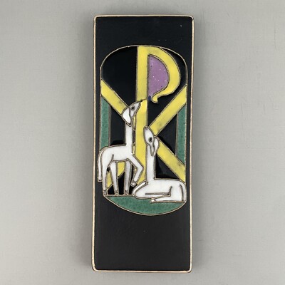 Vintage Goldscheider Germany Religious Tile Ceramic Enamel Wall Plaque ...