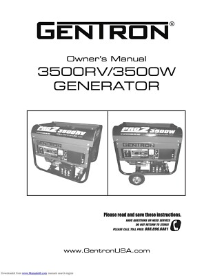 Owners Manual Instructions Gentron 3,500-Watt Pro2 Portable Electric ...